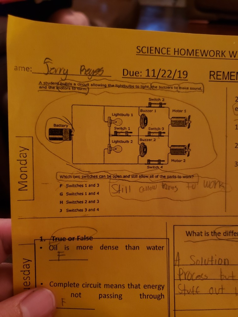 Solved SCIENCE HOMEWORK W Due: 11/22/19 REMEN ame: _Jerry | Chegg.com
