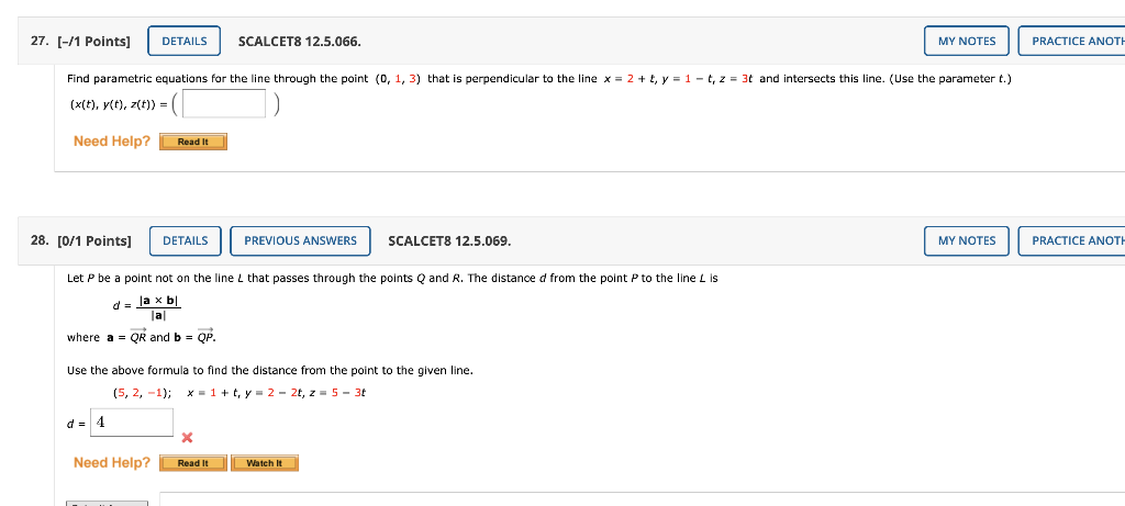 Solved 27. [-/1 Points] DETAILS SCALCET8 12.5.066. MY NOTES | Chegg.com