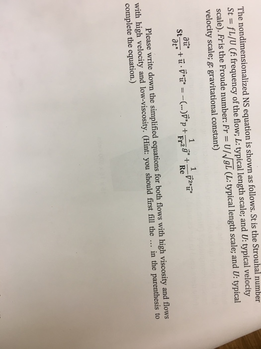 Solved The nondimensionalized NS equation is shown as | Chegg.com