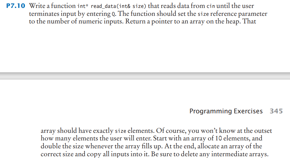 Solved P7.10 Write a function int* read_data(int& size) that | Chegg.com