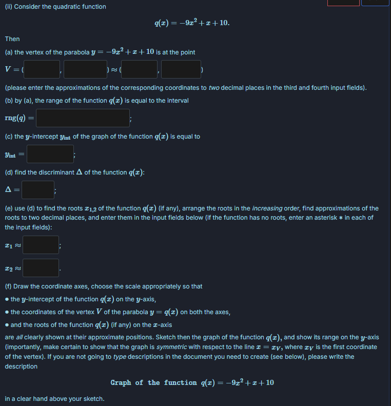 Solved (Quadratic ﻿Functions) ﻿solve it ﻿and explain the | Chegg.com