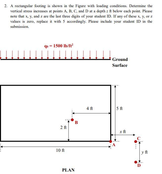 Solved 2. A rectangular footing is shown in the Figure with | Chegg.com