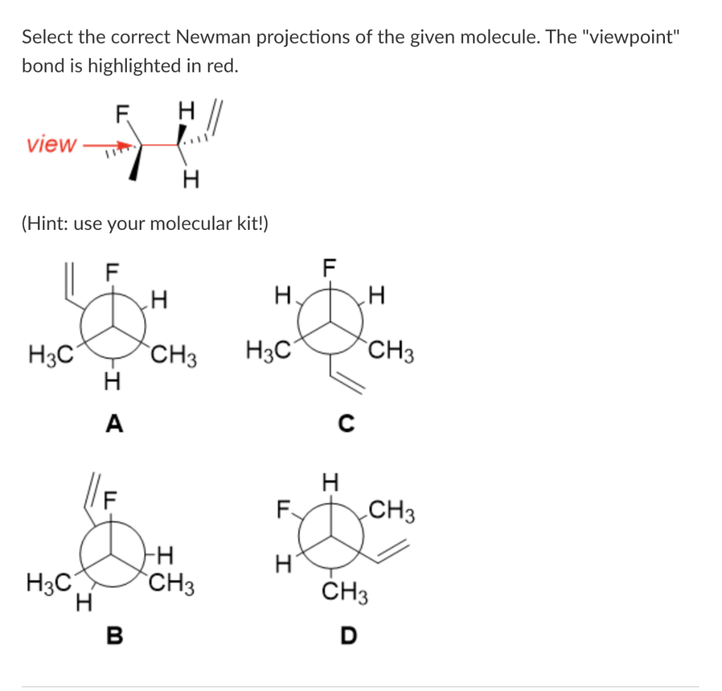 Solved Select the correct Newman projections of the given | Chegg.com