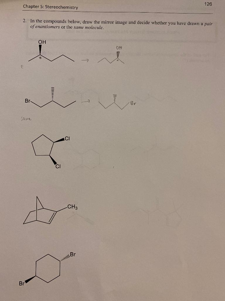 Solved In the compounds below, draw the mirror image and | Chegg.com