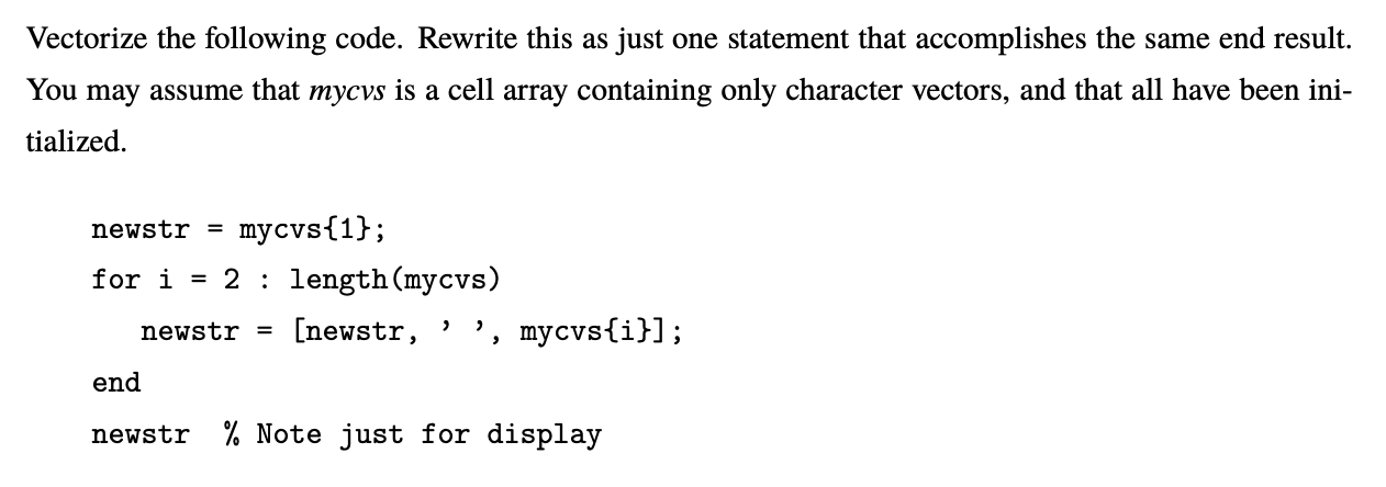 Vectorize The Following Code Rewrite This As Just 