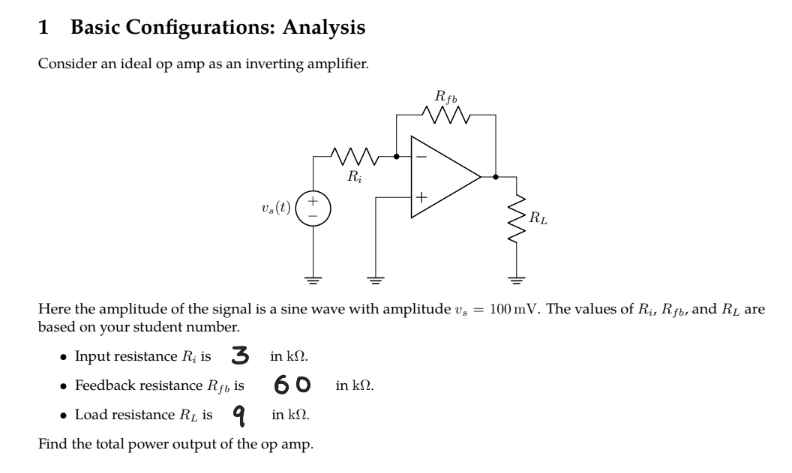 Solved 1 ﻿Basic Configurations: AnalysisConsider an ideal op | Chegg.com