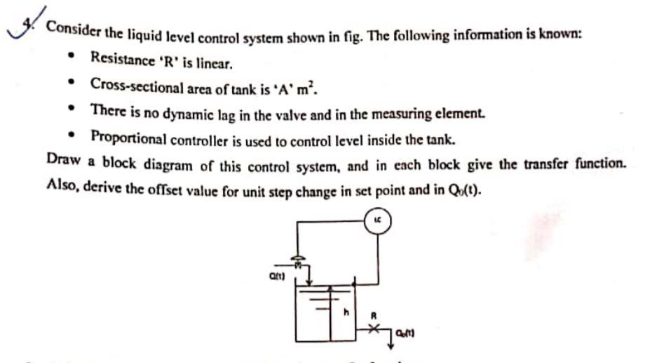 او Consider the liquid level control system shown in | Chegg.com