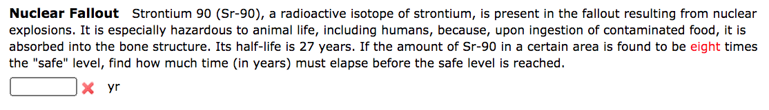 Solved Nuclear Fallout Strontium 90 (Sr-90), a radioactive | Chegg.com