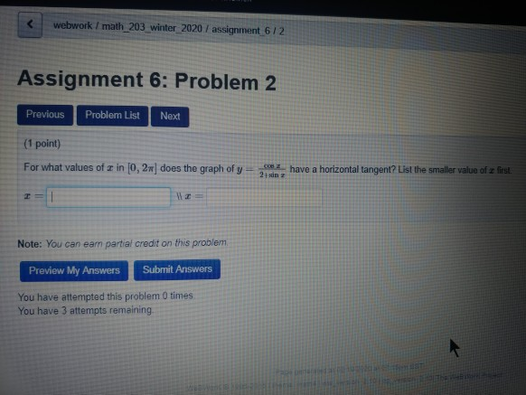 Solved webwork / math_203 winter 2020 / assignment 612 | Chegg.com