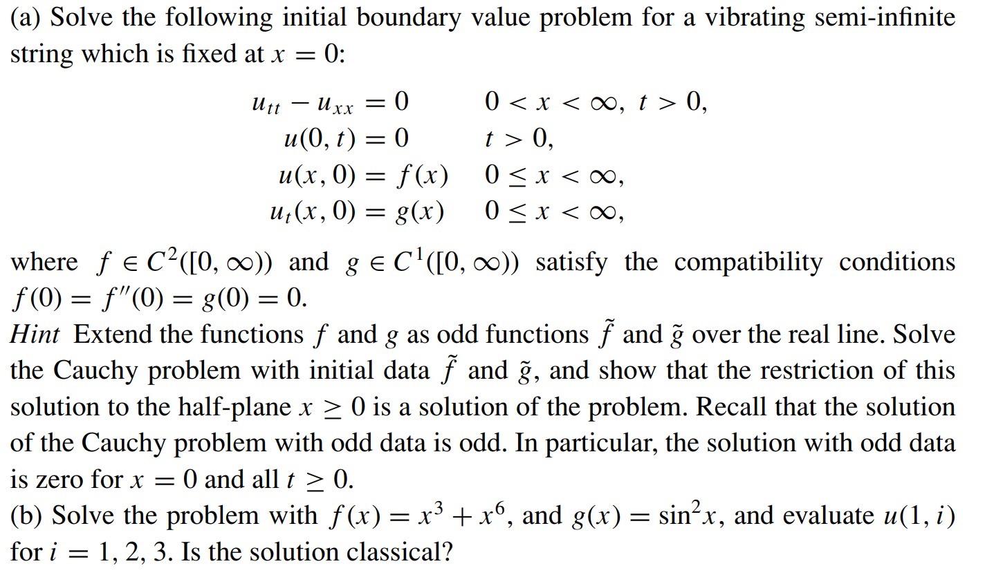 Solved (a) Solve the following initial boundary value | Chegg.com