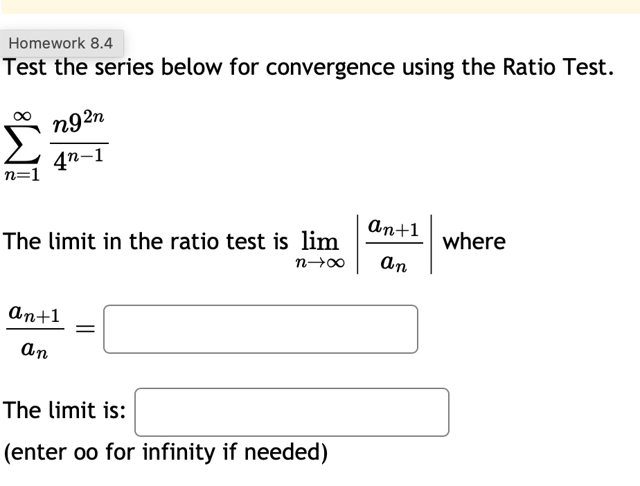 Solved Test the series below for convergence using the Ratio | Chegg.com