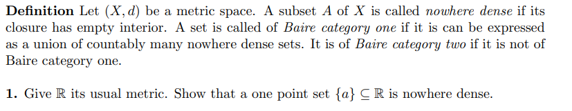Solved Definition Let (X, d) be a metric space. A subset A | Chegg.com