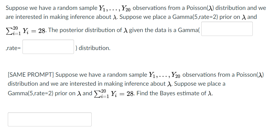 Solved Suppose we have a random sample Y1, ..., Y20 | Chegg.com