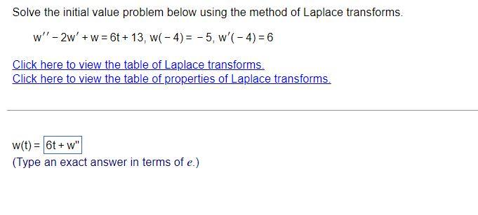 Solved Solve the initial value problem below using the | Chegg.com