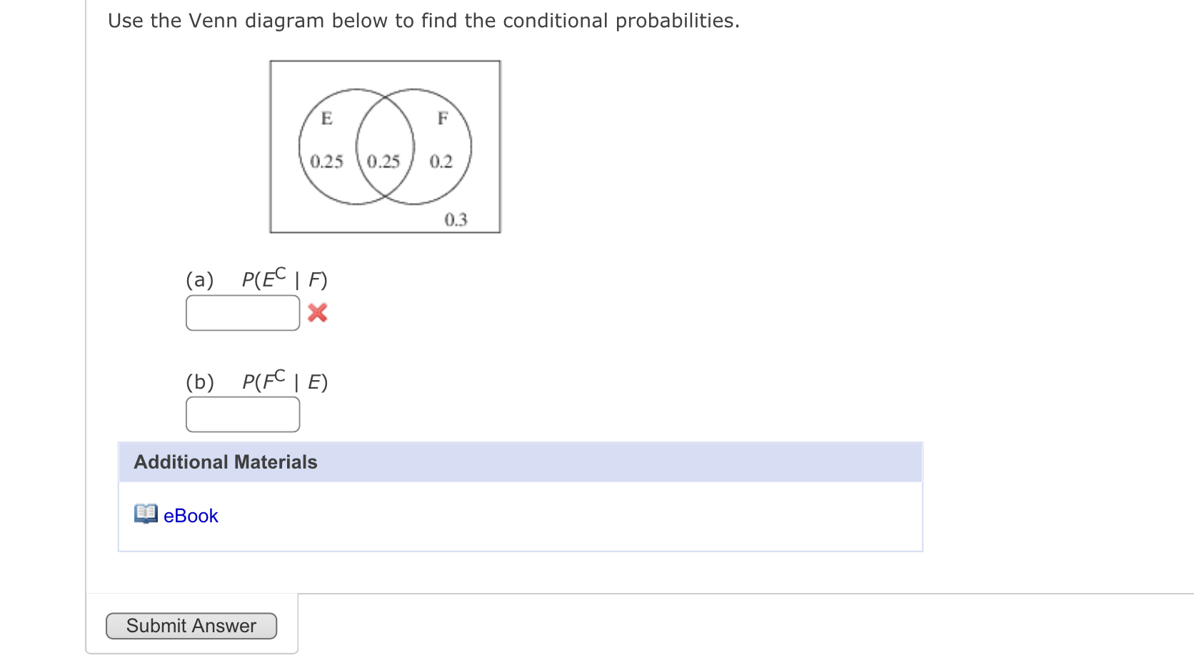 Solved Use the Venn diagram below to find the conditional | Chegg.com