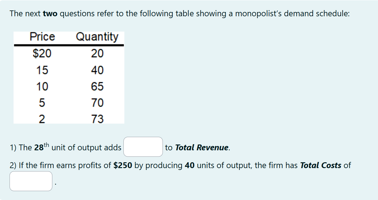 Solved The next two questions refer to the following table | Chegg.com