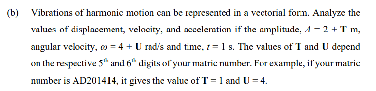 Solved b) Vibrations of harmonic motion can be represented | Chegg.com