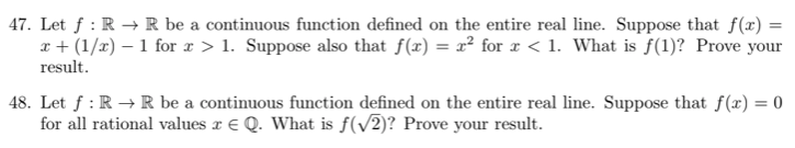 Solved 47. Let f:R→R be a continuous function defined on the | Chegg.com