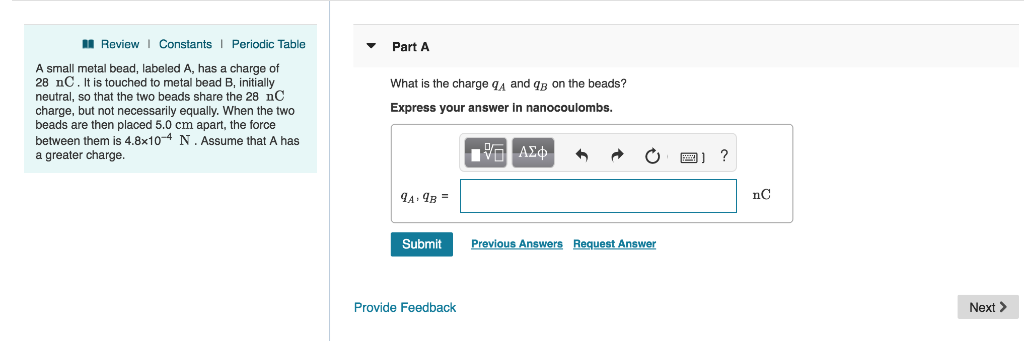 Solved Review Constants Periodic Table Part A A small metal | Chegg.com