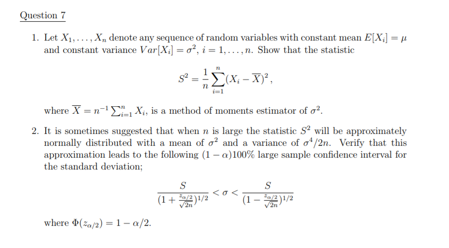 Solved Question'7 1. Let Xi, . . . , Xn denote any sequence | Chegg.com