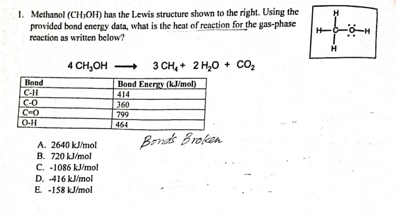 Solved 1. Methanol (CH3OH) has the Lewis structure shown to | Chegg.com