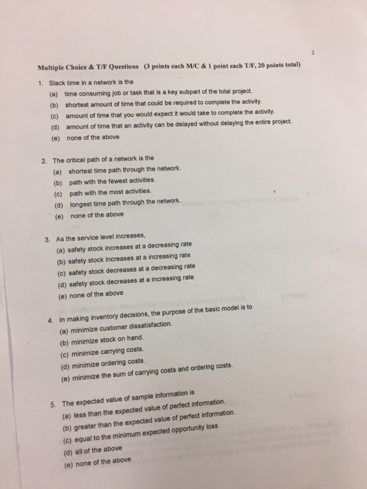 Solved Multiple Choice&T/F Questions (3 points each M/C &1 | Chegg.com