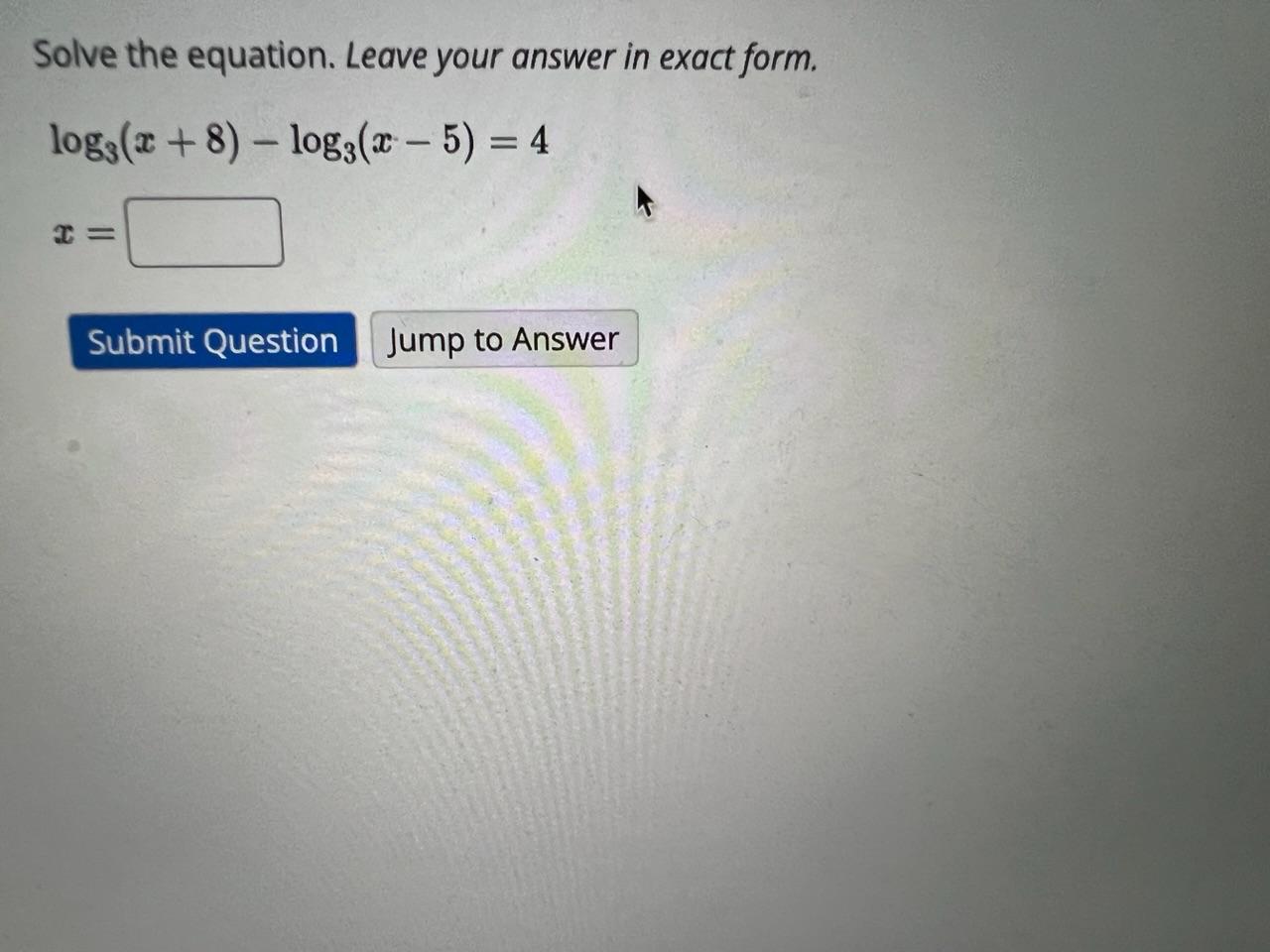 Solved Solve the equation. Leave your answer in exact form. | Chegg.com