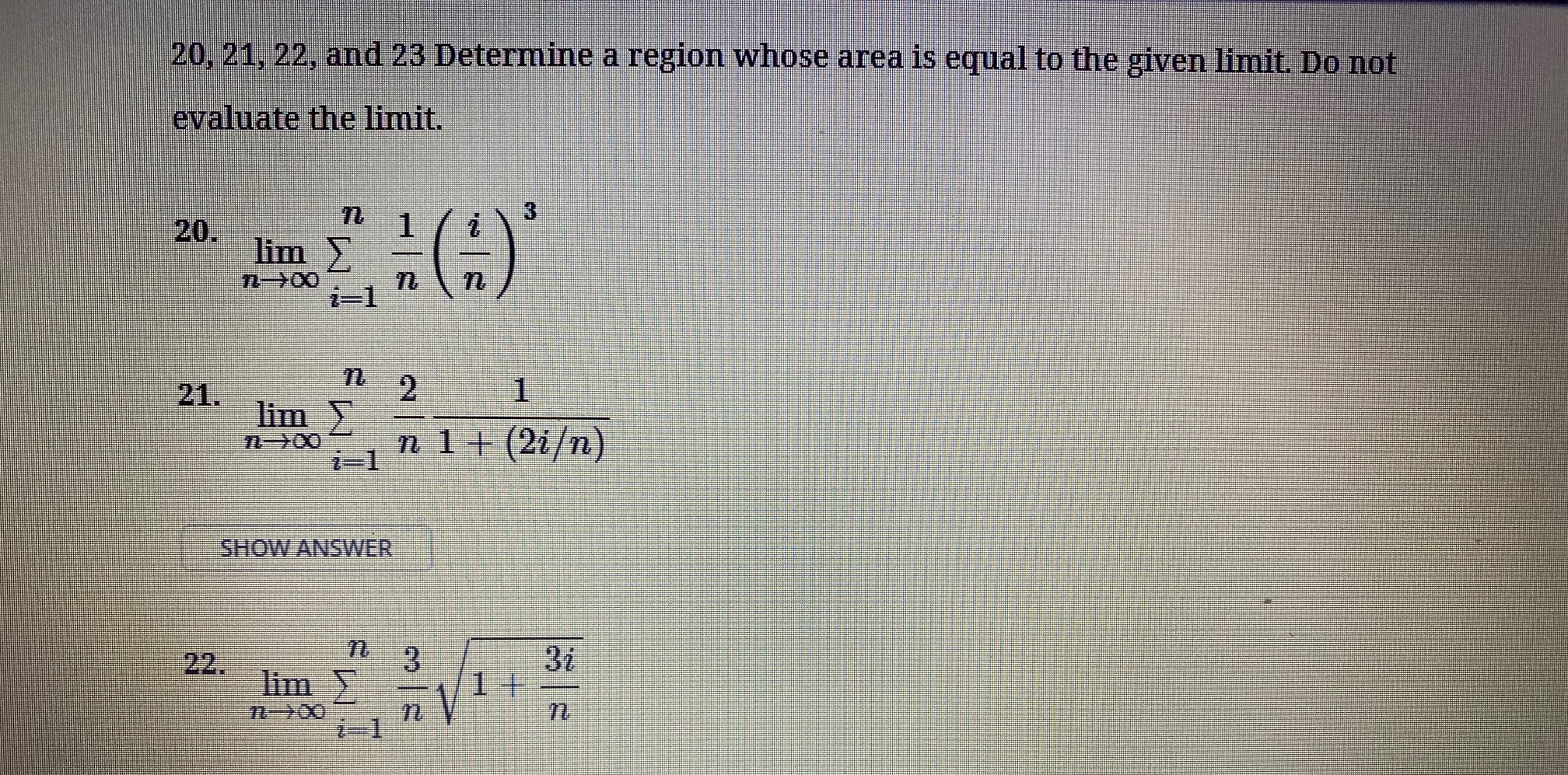 Solved Determine a region whose area is equal to the given | Chegg.com