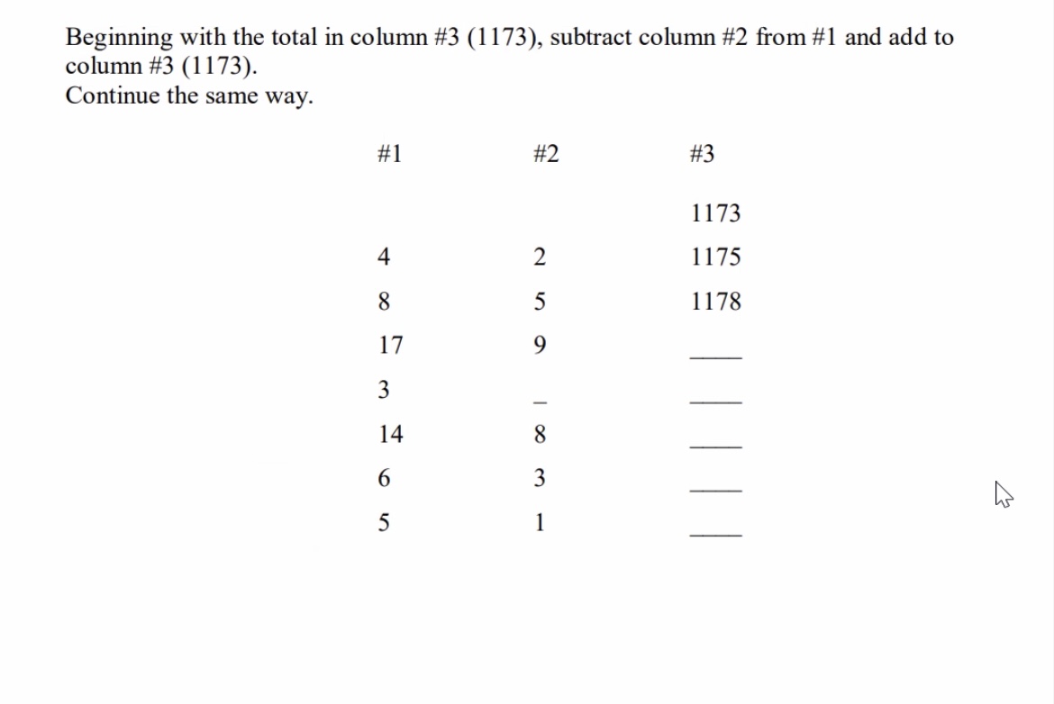 Solved Beginning with the total in column \#3 (1173), | Chegg.com
