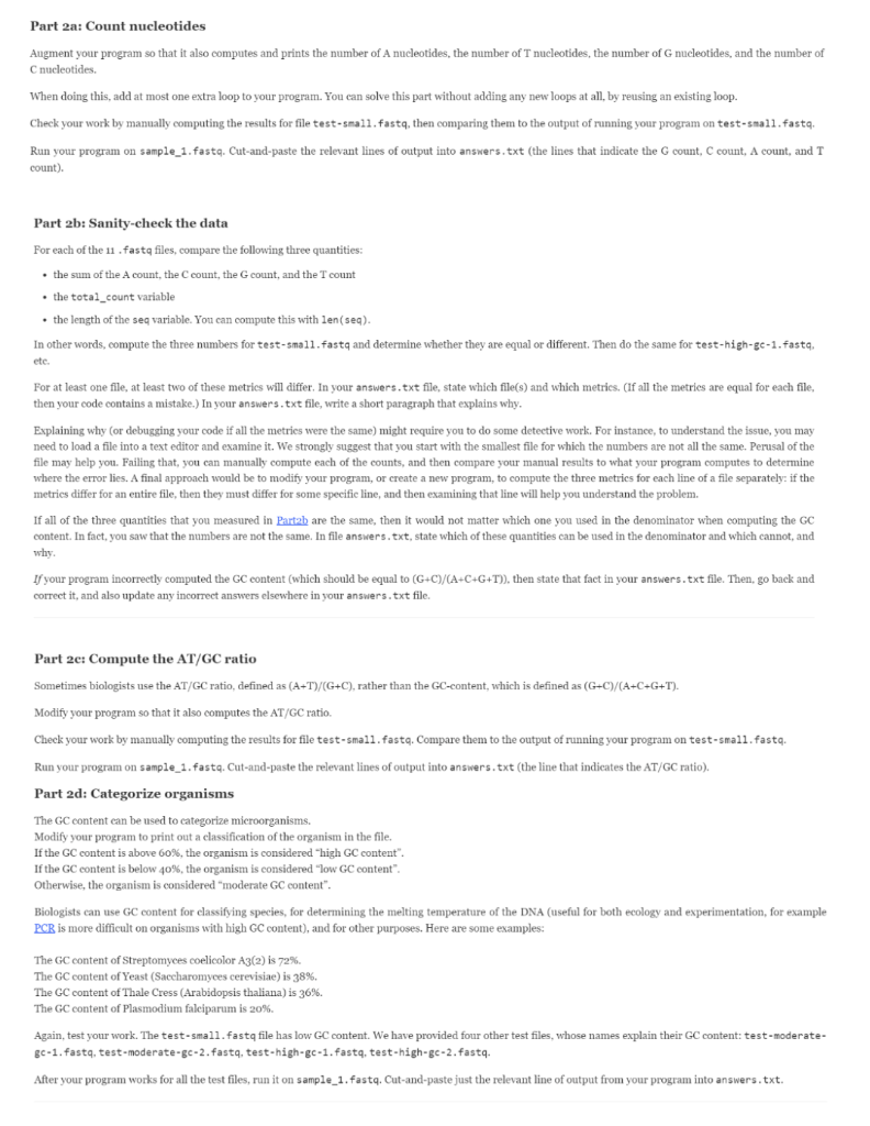 Solved \# This program reads DNA sequencer output and | Chegg.com