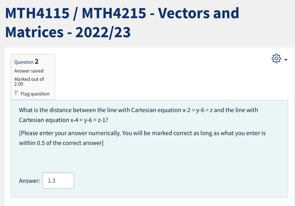 Solved MTH4115 / MTH4215 - Vectors and Matrices - 2022/23 | Chegg.com