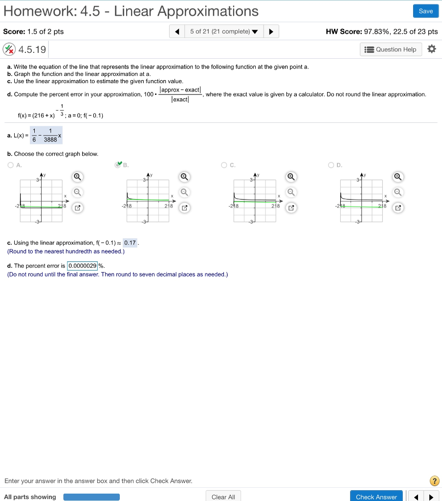 Solved Homework: 4.5 - Linear Approximations Save Score: 1.5 | Chegg.com