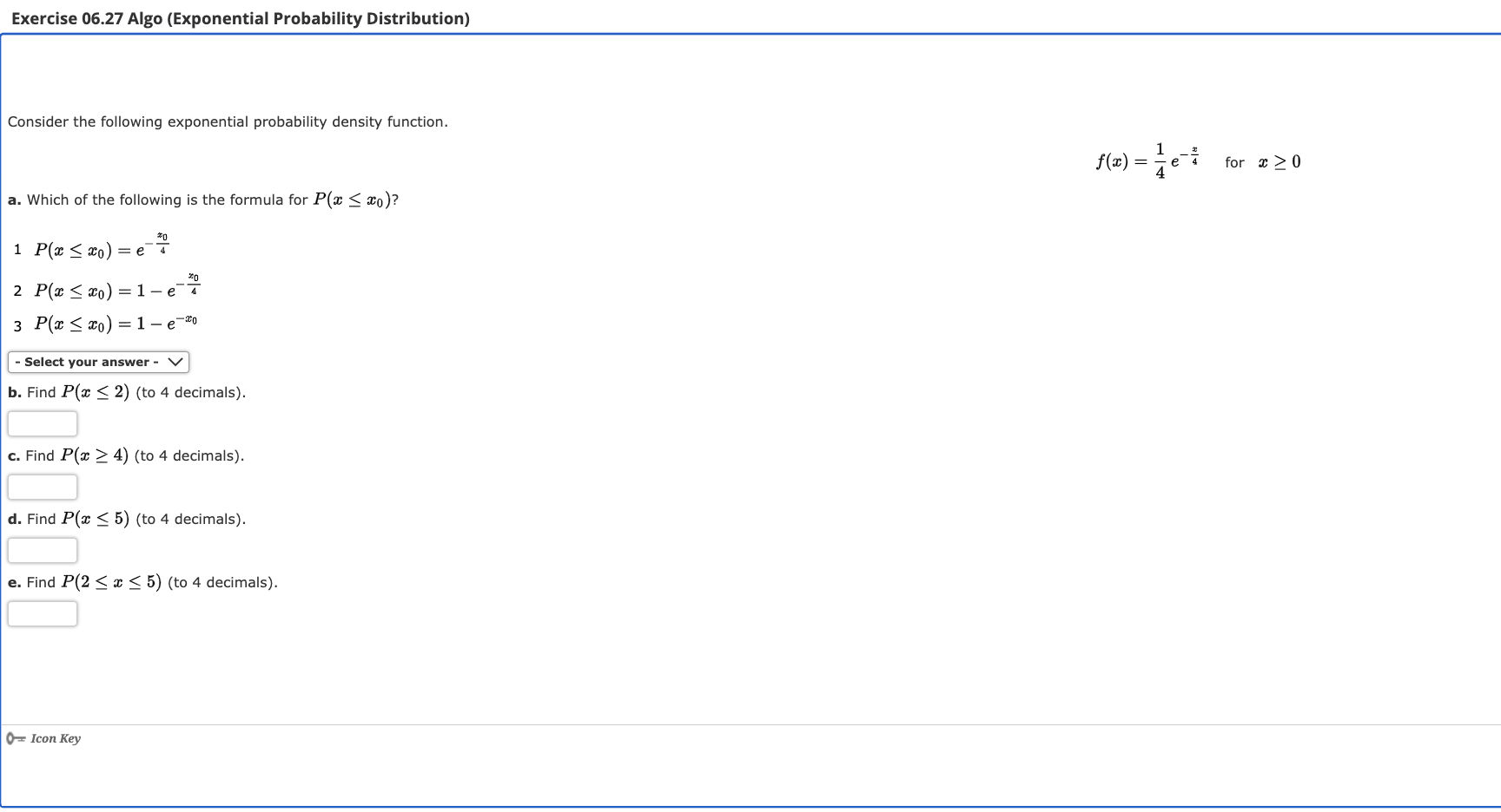Solved Consider the following exponential probability | Chegg.com