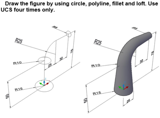 Solved Draw the figure by using circle, polyline, fillet and | Chegg.com
