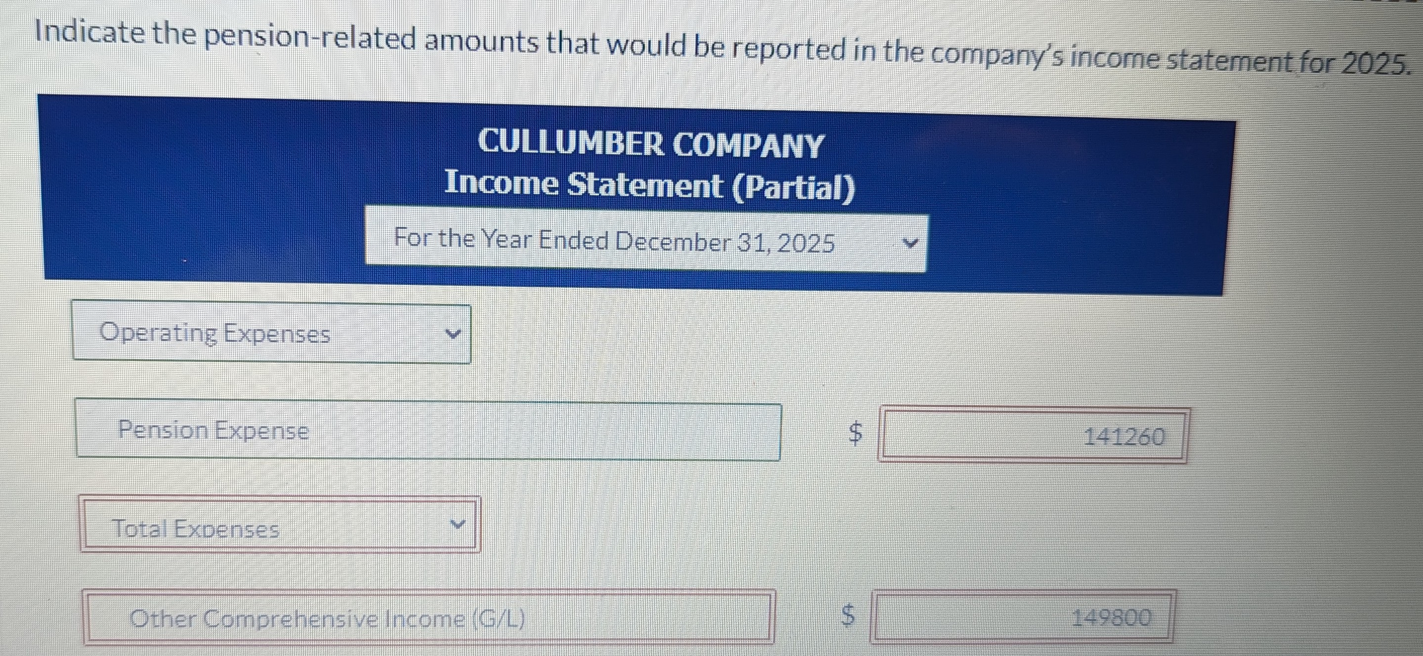 Solved Cullumber Company provides the following selected | Chegg.com