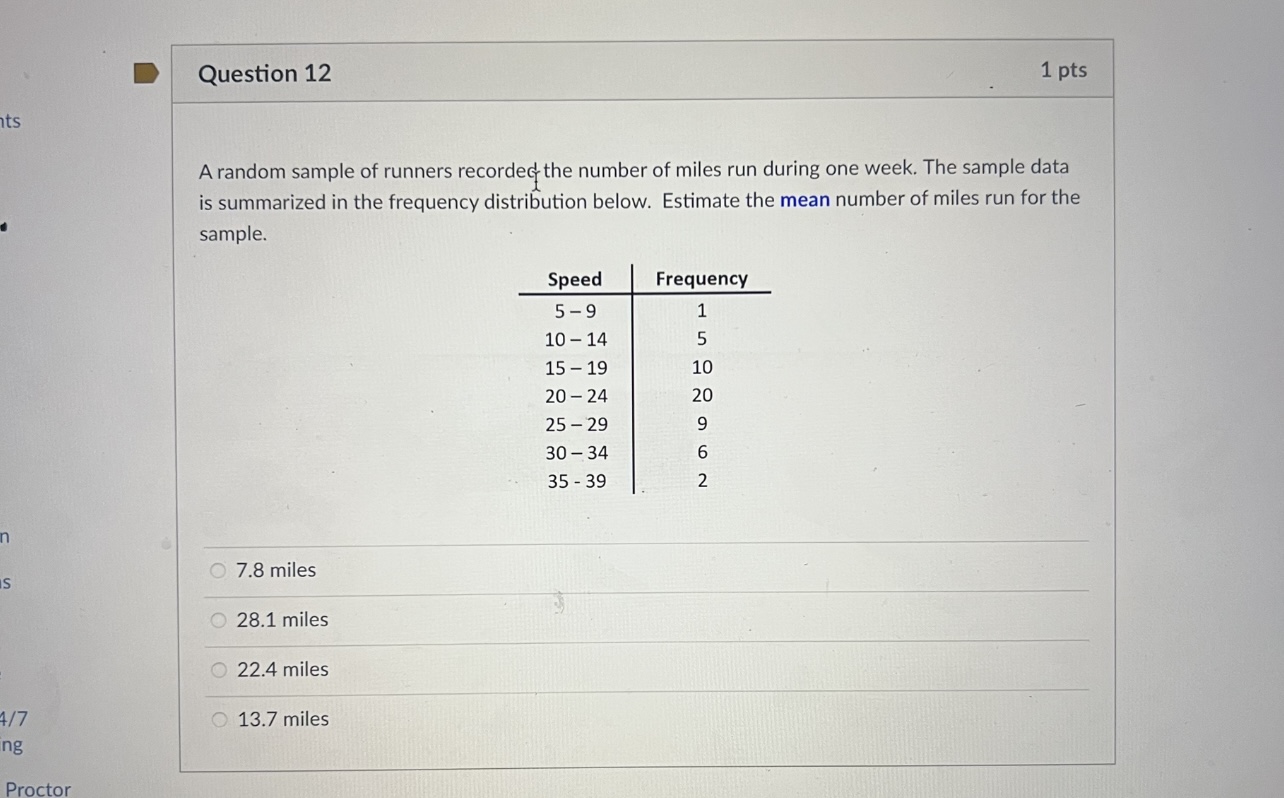 Solved A random sample of runners recordec the number of | Chegg.com