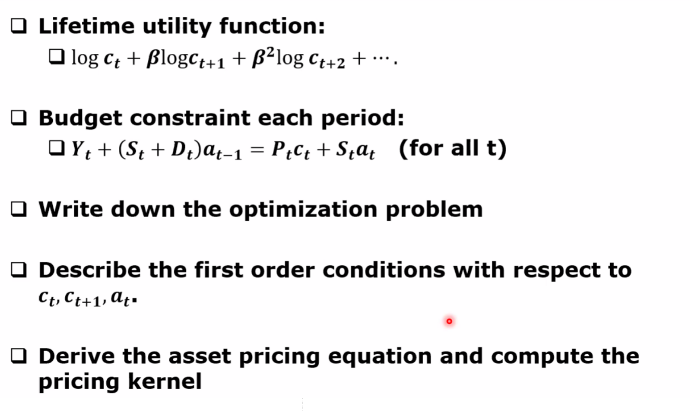 Lifetime utility function: log Ct + BlogC++1 + ß2log | Chegg.com