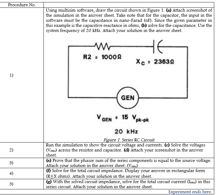 Solved Procedure No. Using multisim software, draw the | Chegg.com
