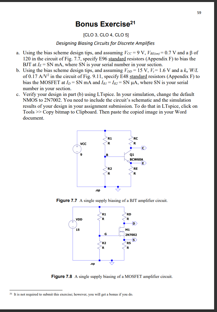 a. Using the bias scheme design tips, and assuming | Chegg.com