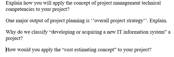 Explain how you will apply the concept of project | Chegg.com