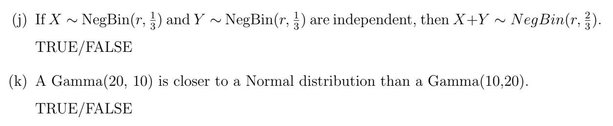 Solved (j) If X∼NegBin(r,31) and Y∼NegBin(r,31) are | Chegg.com