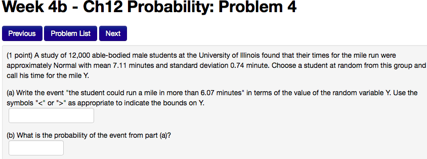 Solved Week 4b - Ch12 Probability: Problem 4 Previous | Chegg.com