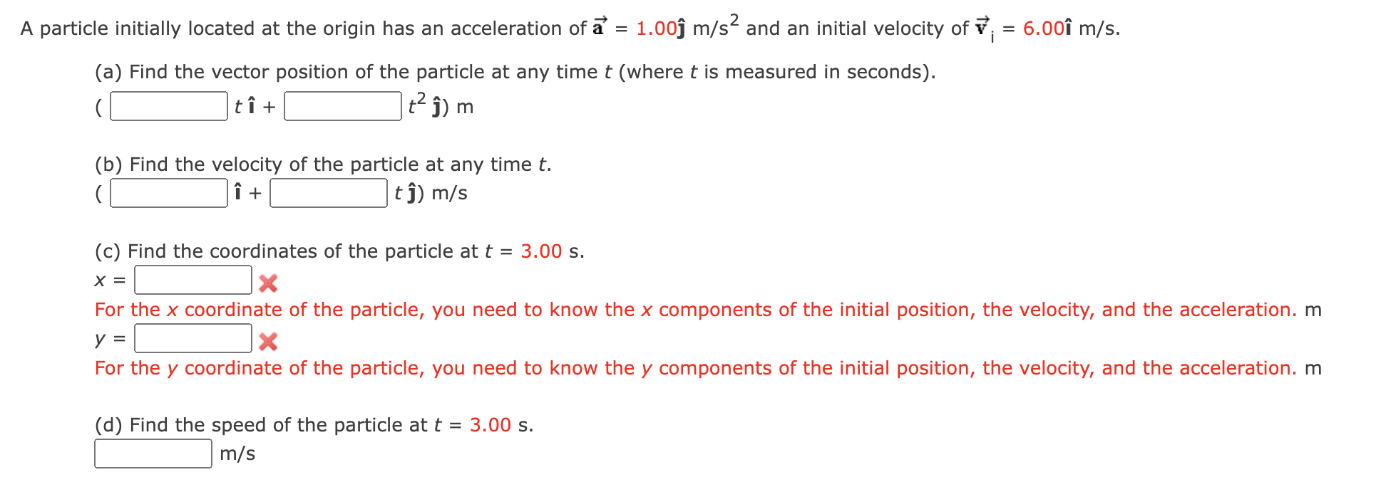 Solved particle initially located at the origin has | Chegg.com