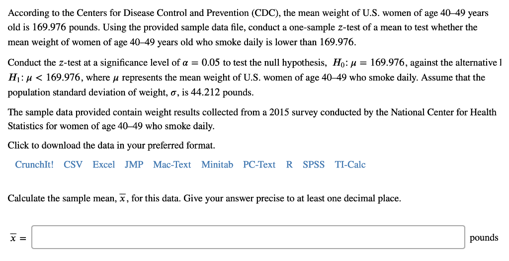 Solved According To The Centers For Disease Control And