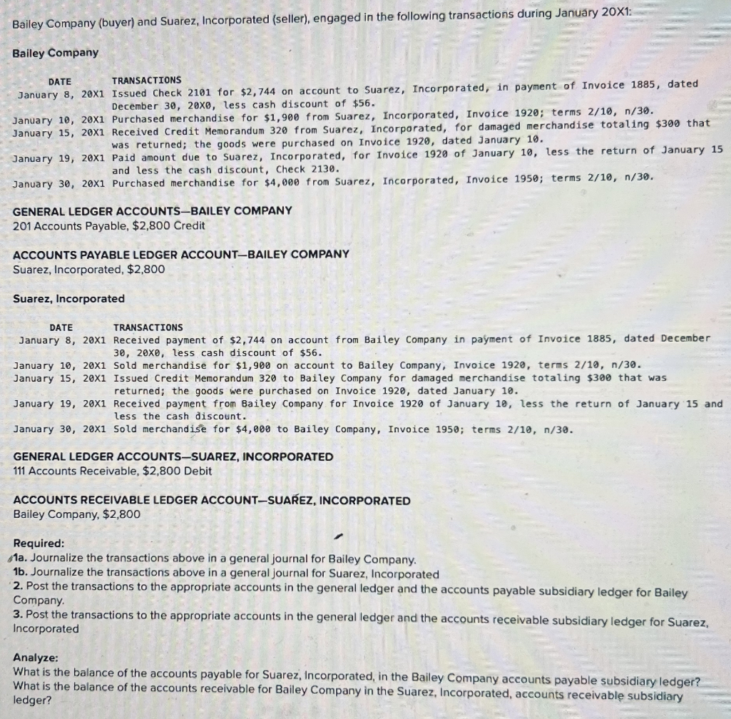 Solved Bailey Company (buyer) and Suarez, Incorporated | Chegg.com