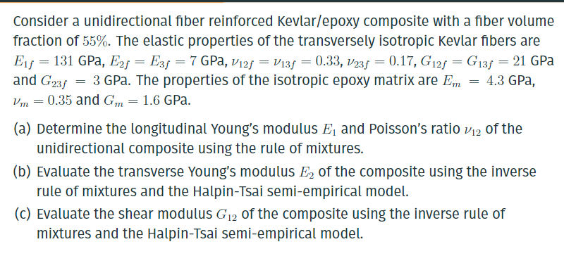 Solved Consider a unidirectional fiber reinforced | Chegg.com