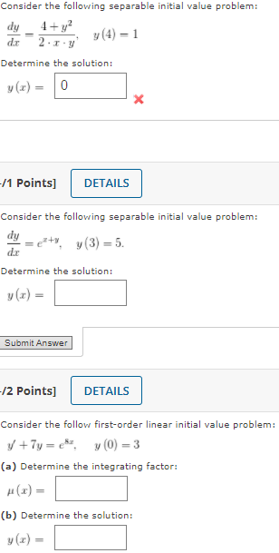 Solved Consider the following separable initial value | Chegg.com