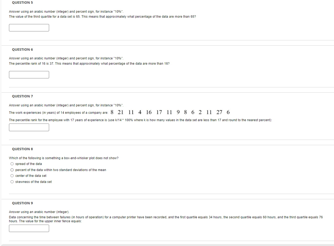 Solved Answer Using An Arabic Number Integer And Percent