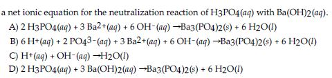 Solved a net ionic equation for the neutralization reaction | Chegg.com