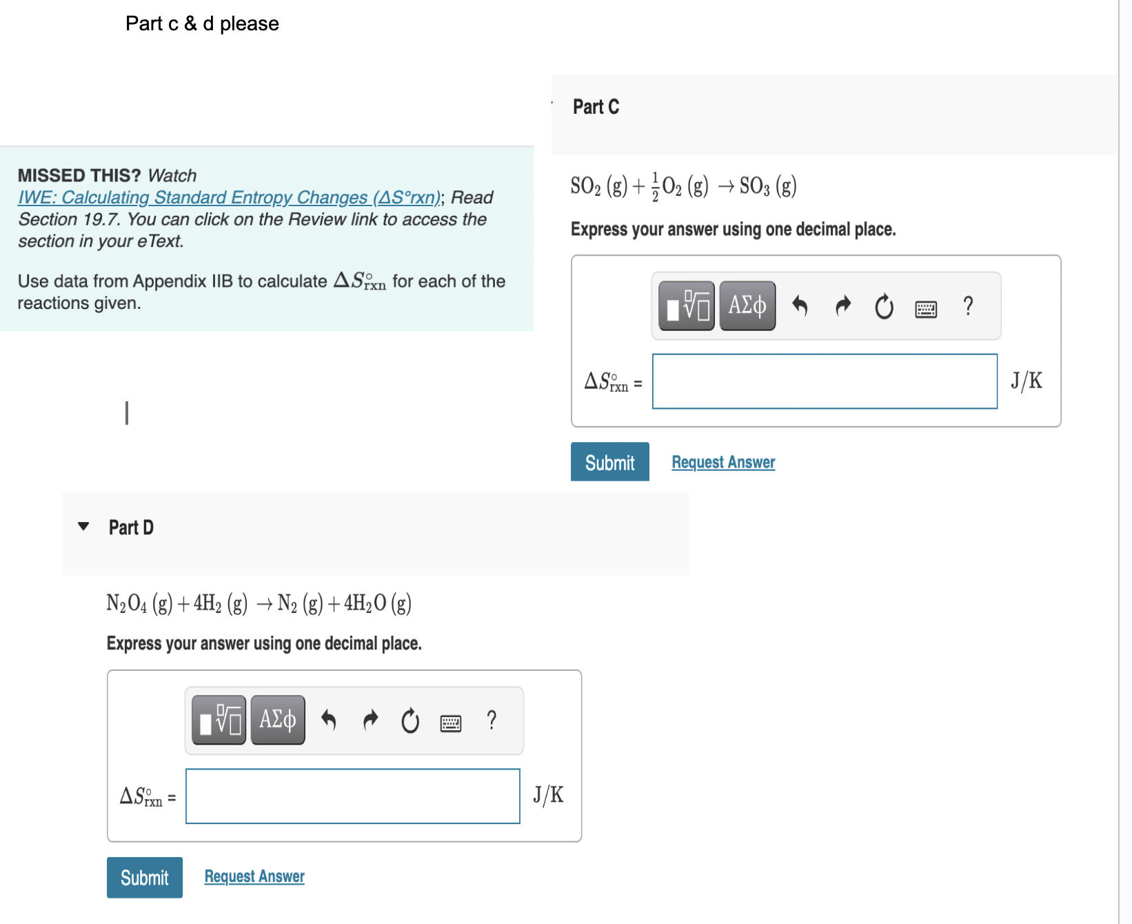 Solved Part c \& d please Part C MISSED THIS? Watch IWE: | Chegg.com